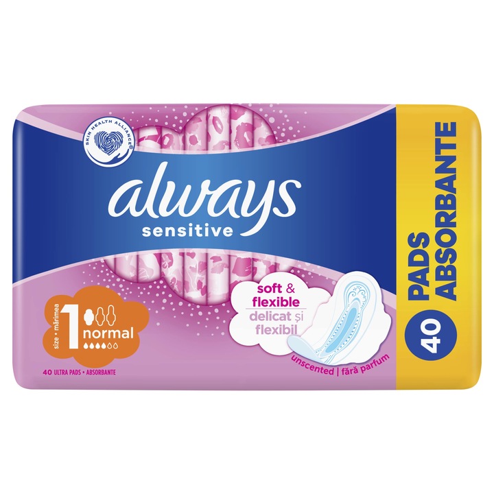 Absorbante Always Sensitive Normal, 40 buc - eMAG.ro