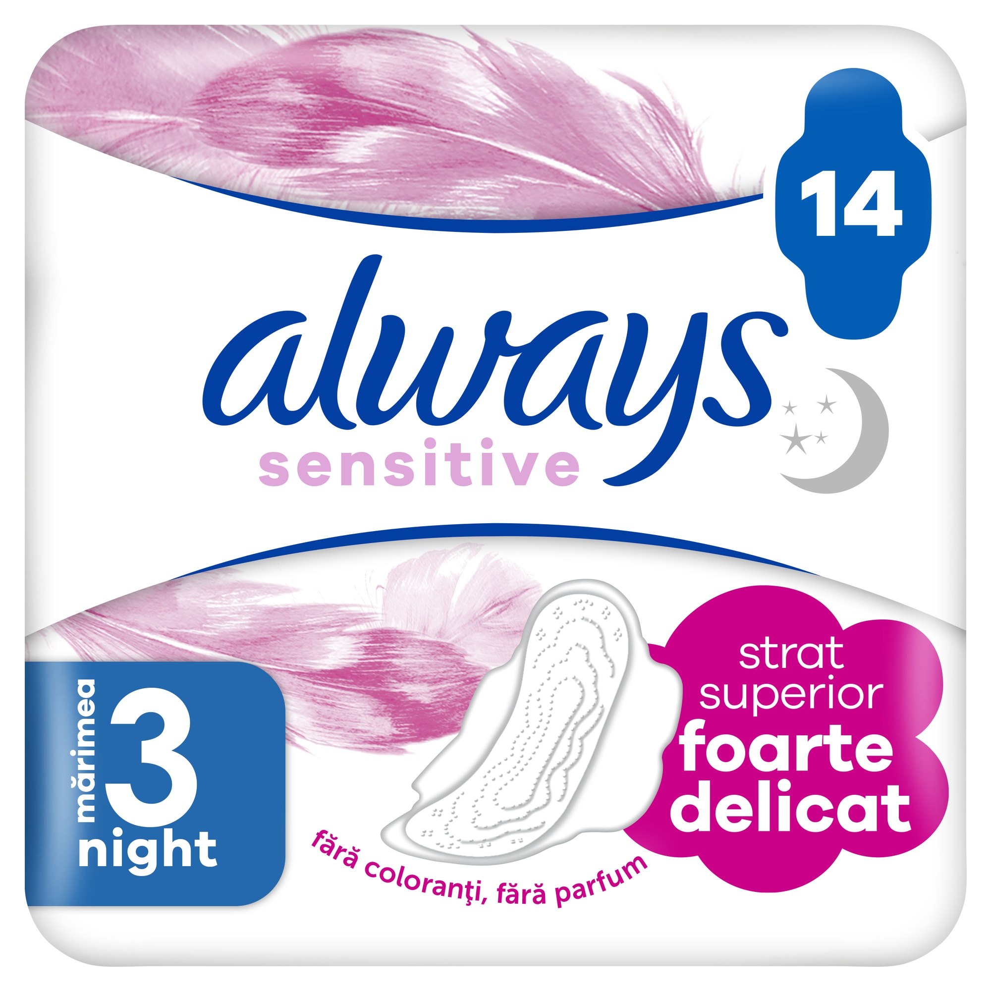 Absorbante Always Sensitive Night Duo Pack, 14 buc - eMAG.ro