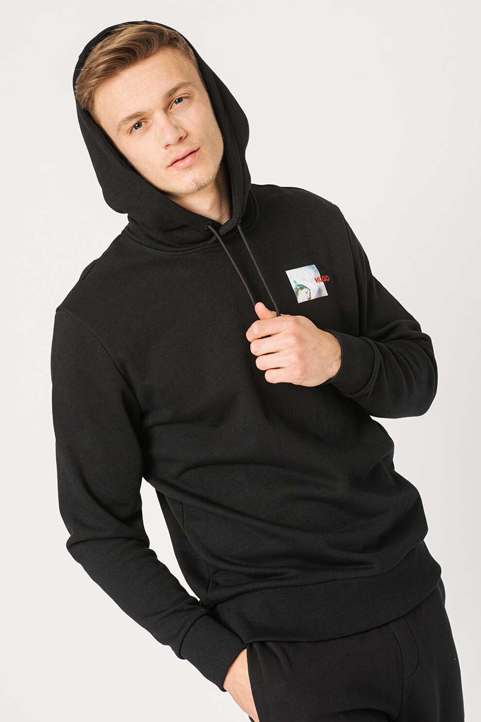 HUGO, Hanorac regular fit Dlubdance, Negru, L - eMAG.ro