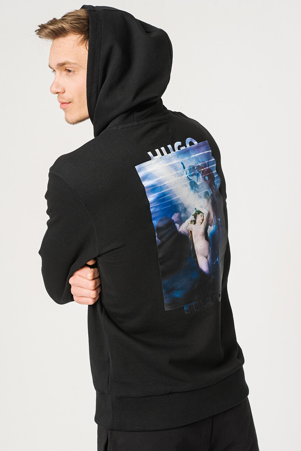 HUGO, Hanorac regular fit Dlubdance, Negru, L - eMAG.ro