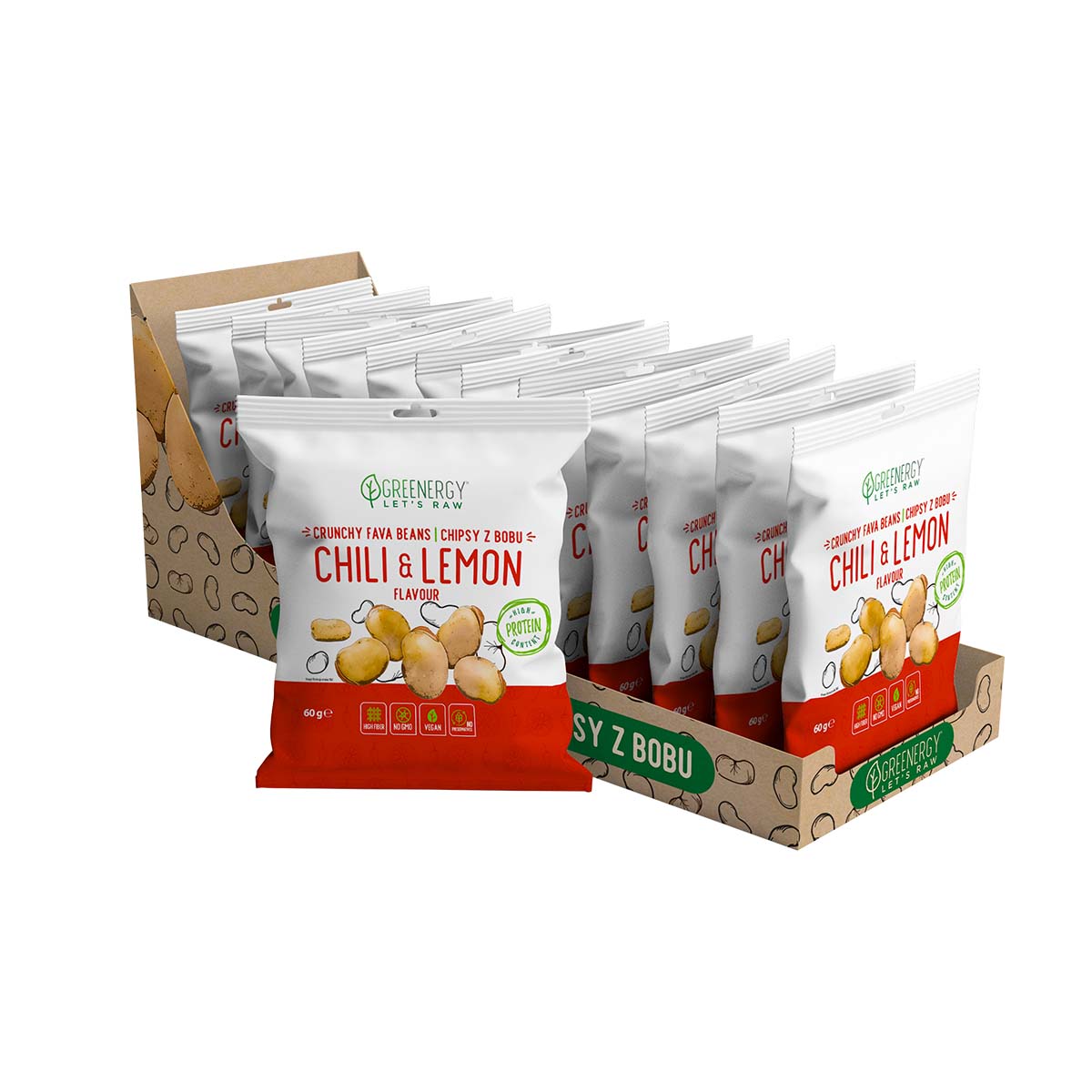 Snack Fasole Fava aroma Chili-Lamaie Greenergy 60gr - eMAG.ro