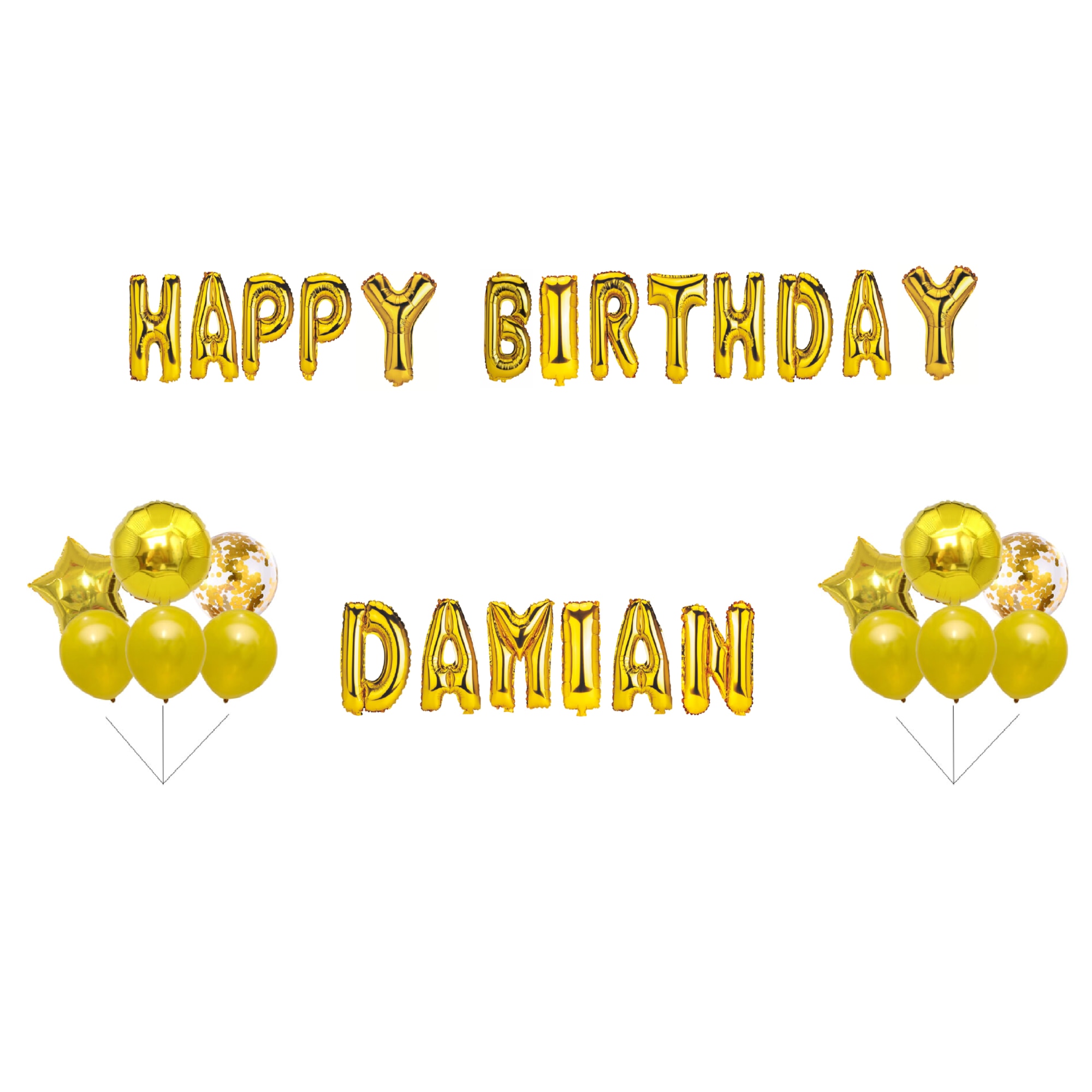 Set Baloane Happy Birthday Damian, Cake topper, Auriu ,33Buc - eMAG.ro