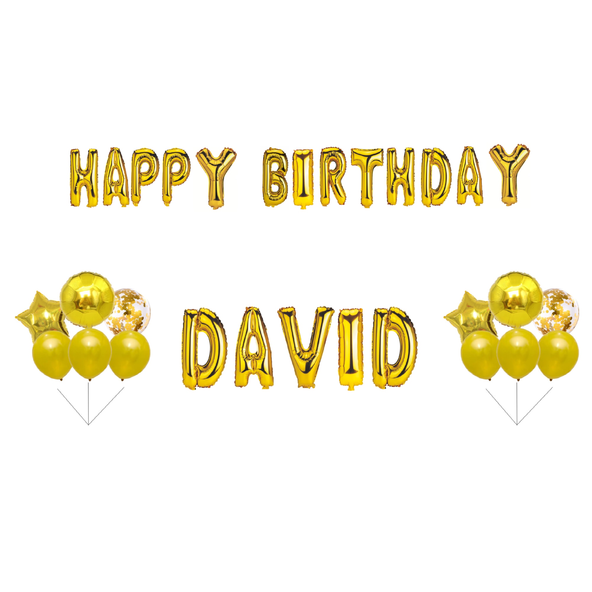 Set Baloane Happy Birthday David, Cake topper, Auriu ,32Buc - eMAG.ro