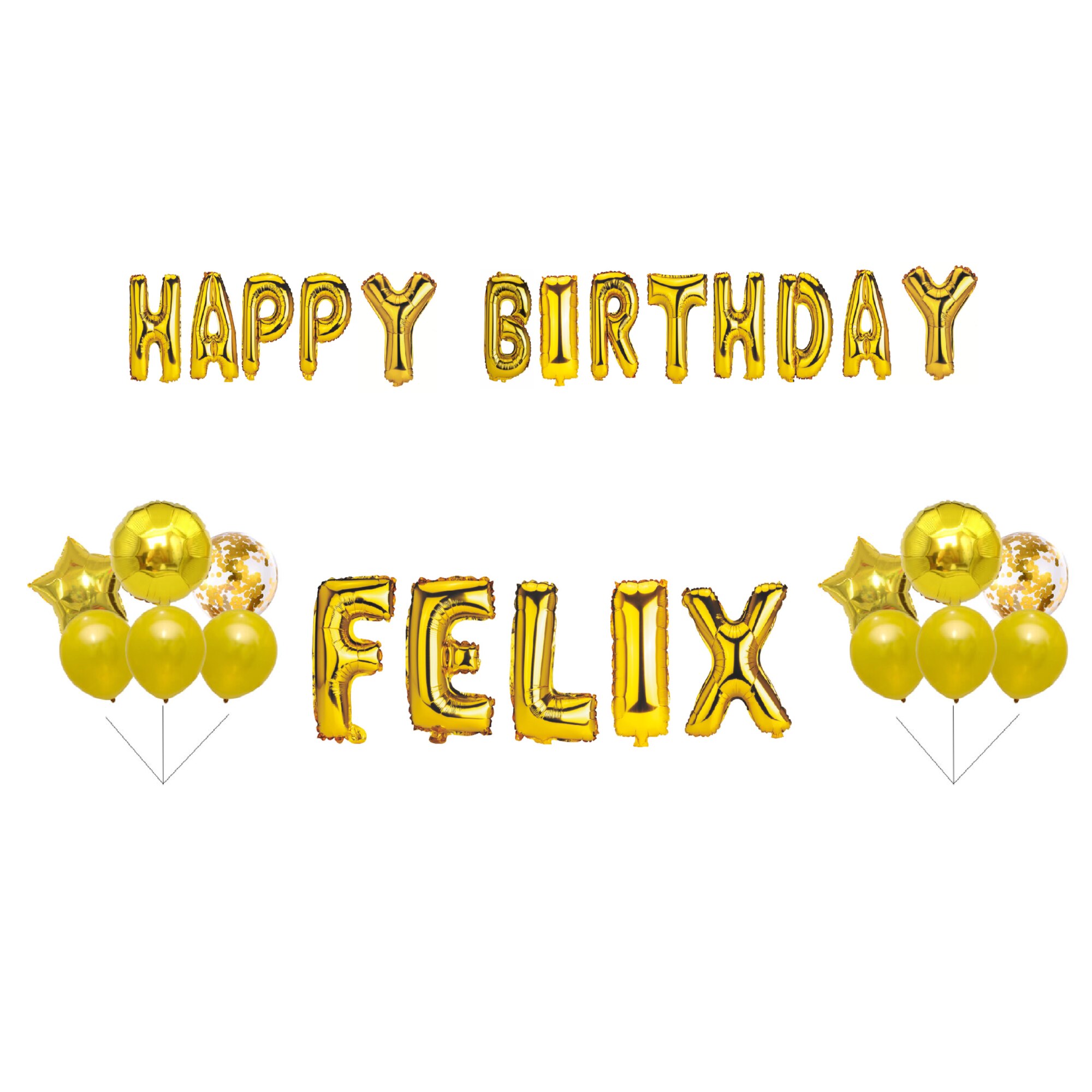 Set Baloane Happy Birthday Felix, Cake topper, Auriu ,32Buc - eMAG.ro