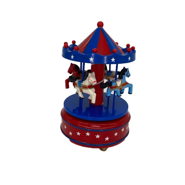 Carusel muzical cu caluti albi, Rosu-Albastru - eMAG.ro