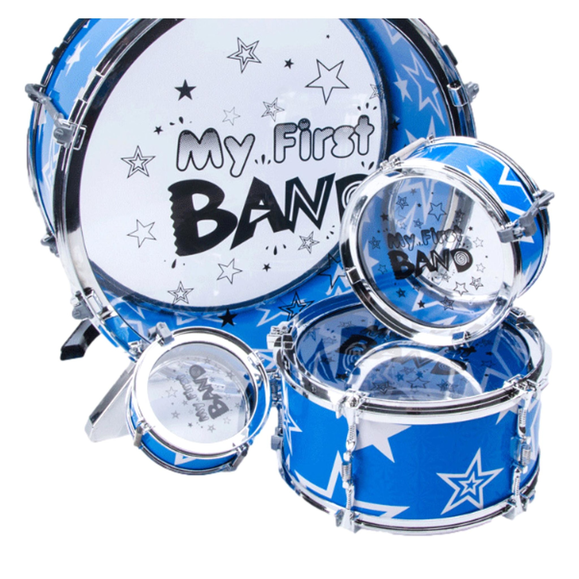 Set de mini tobe pentru copii, 5 tobe si scaunel cu inaltime reglabila ...