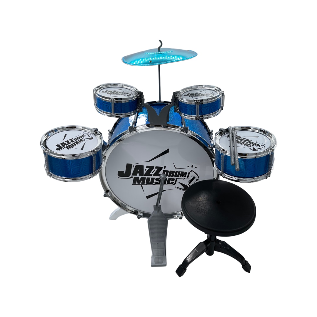 Set de mini tobe pentru copii, 5 tobe si scaunel cu inaltime reglabila ...