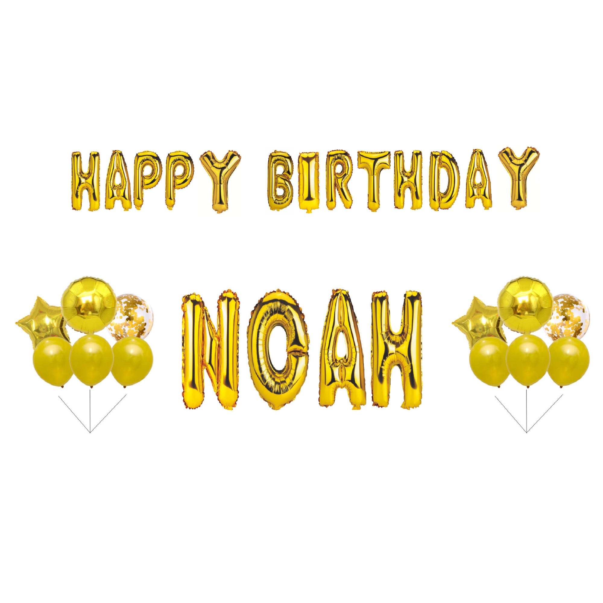 Set Baloane Happy Birthday Noah, Cake topper, Auriu ,35Buc - eMAG.ro