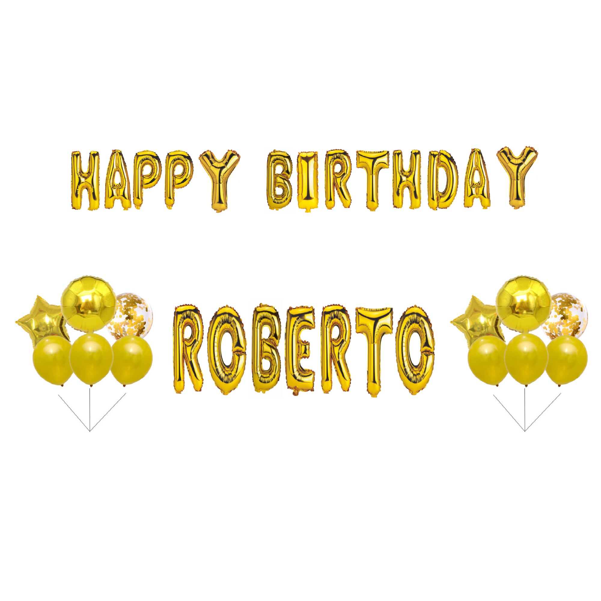 Set Baloane Happy Birthday Roberto, Cake topper, Auriu ,35Buc - eMAG.ro