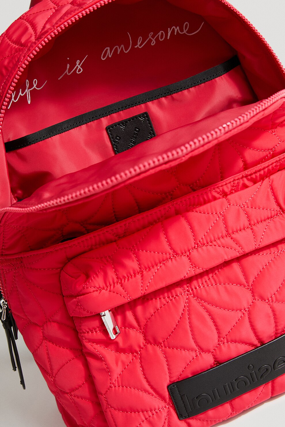 DESIGUAL, Rucsac matlasat cu buzunar frontal, Rosu - eMAG.ro