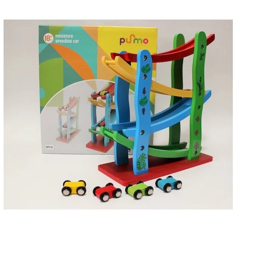 Jucarie din lemn, circuit cu patru masinute - eMAG.ro