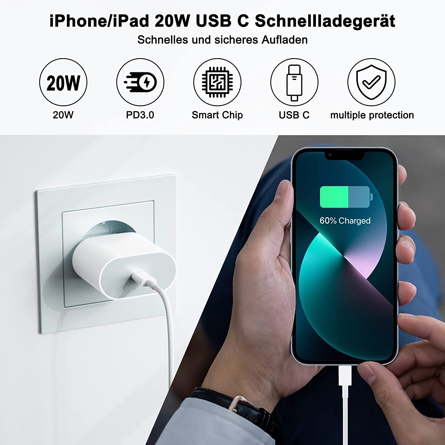 Incarcator compatibil cu iPhone 14/13/12/11/Pro/Pro Max/iPad/AirPods ...