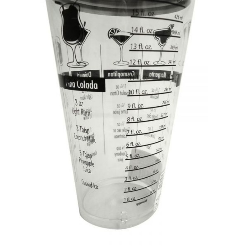 Shaker transparent pentru cocktailuri cu retetar de bauturi, 450 ml ...