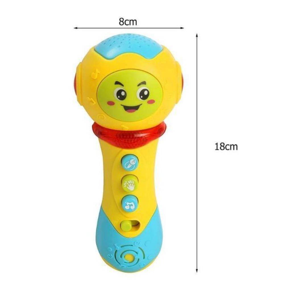 Microfon de jucarie interactiv 2 in 1, cu lumini si sunete, 4 butoane ...