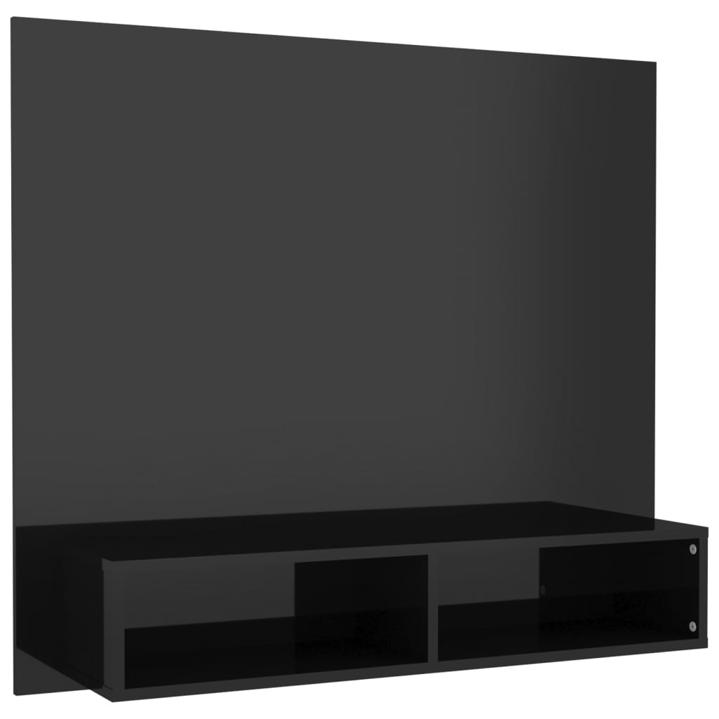 Dulap TV montat pe perete negru extralucios 102x23 vidaXL,5x90 cm PAL ...