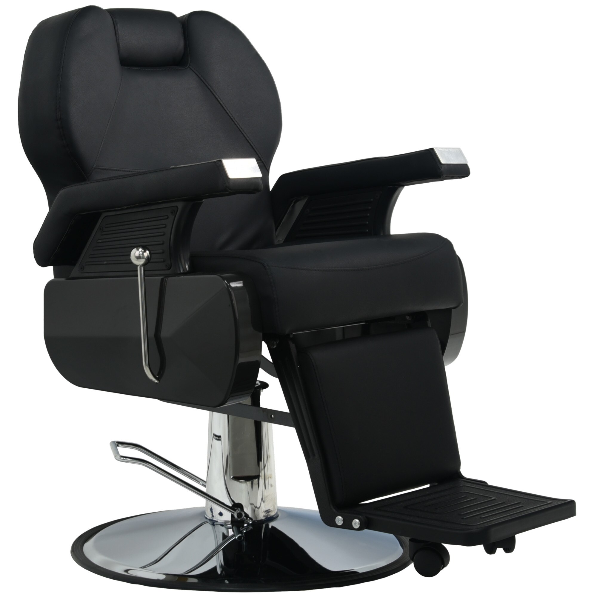 Scaun de frizerie BarberKing, Piele ecologica, Negru - eMAG.ro