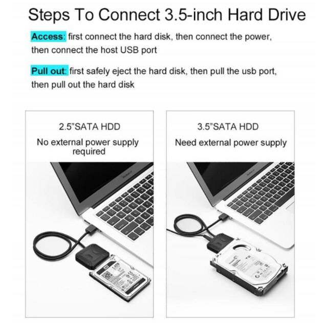 Cablu adaptor BOMSTOM, USB 3.0-SATA SSD/ HDD, 12V, Negru - eMAG.ro