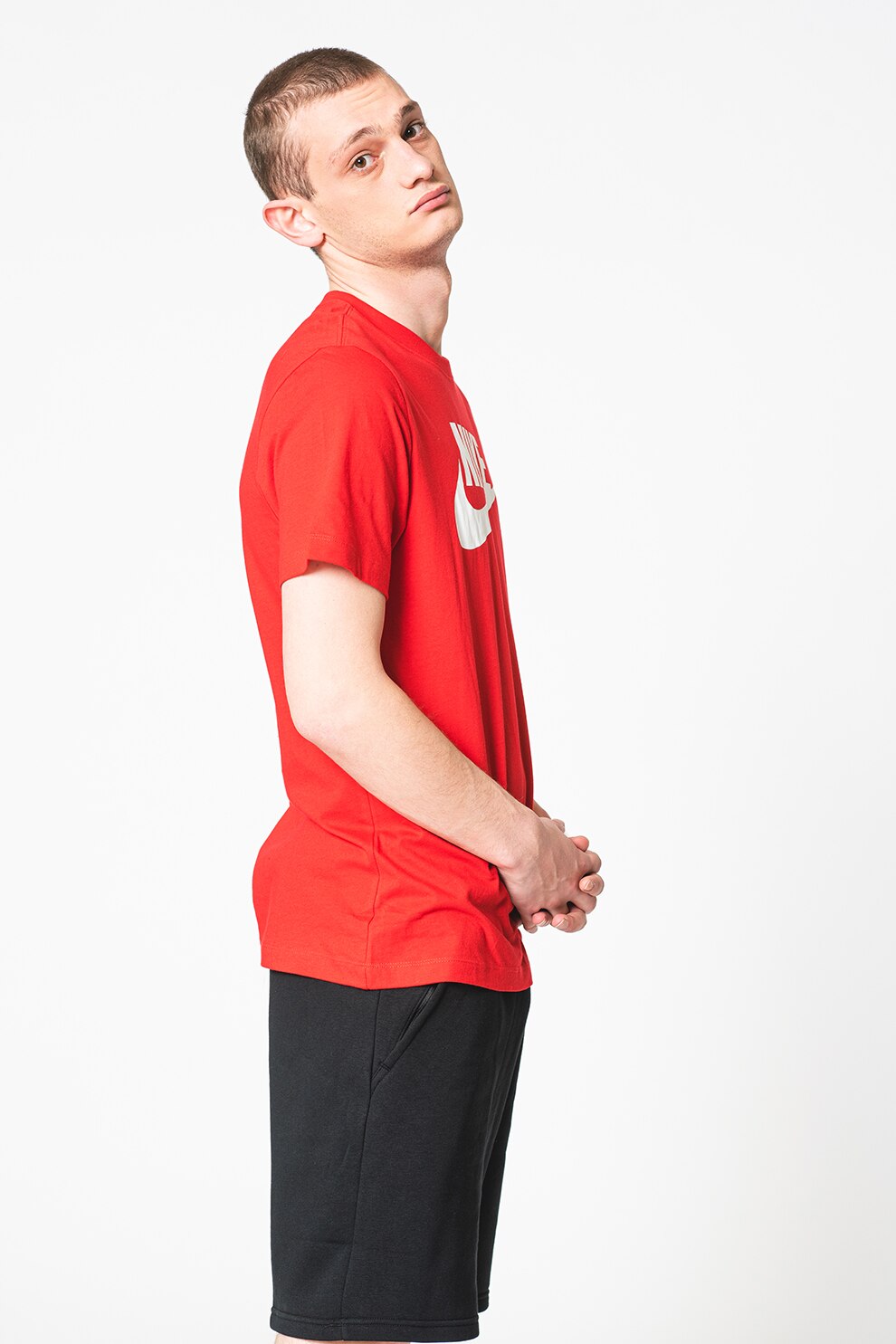 Nike, Tricou cu imprimeu logo Icon Futura, Rosu, Alb, L - eMAG.ro