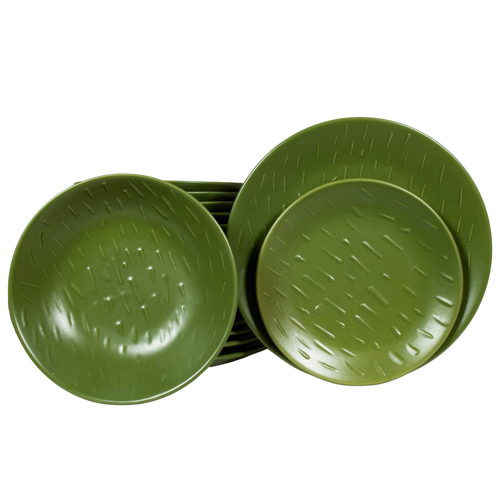 18 darabos, matt olíva bogyó-zöld, kicsi vonalú domborműformás Cesiro ...