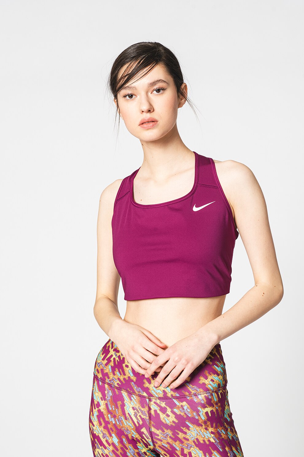 Nike, Bustiera cu tehnologie Dri Fit si suport mediu, pentru ...