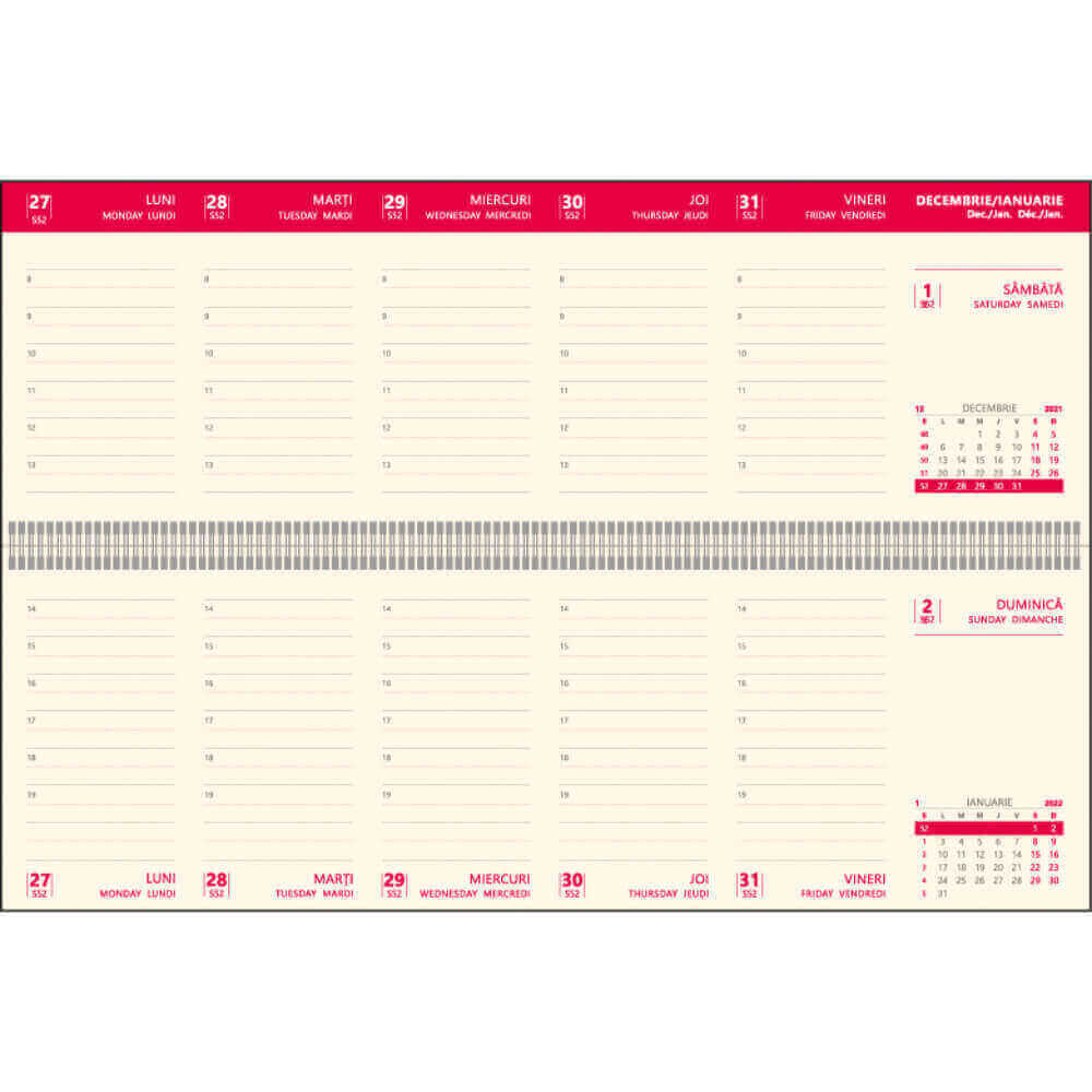 Planner de Birou Ego Bref, Verde, 112 File, 30x10 cm, Hartie Ivory ...