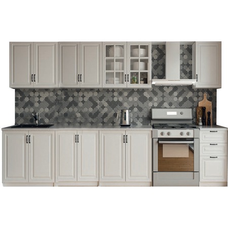 Set mobila bucatarie Paris, MDF, Alb, 260x60x200 cm - eMAG.ro