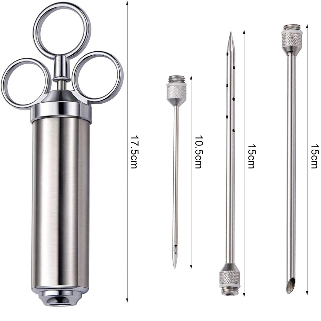 Set seringa marinare carne, Amtok®, 60 ml, Inox, 3 ace pentru injectare ...