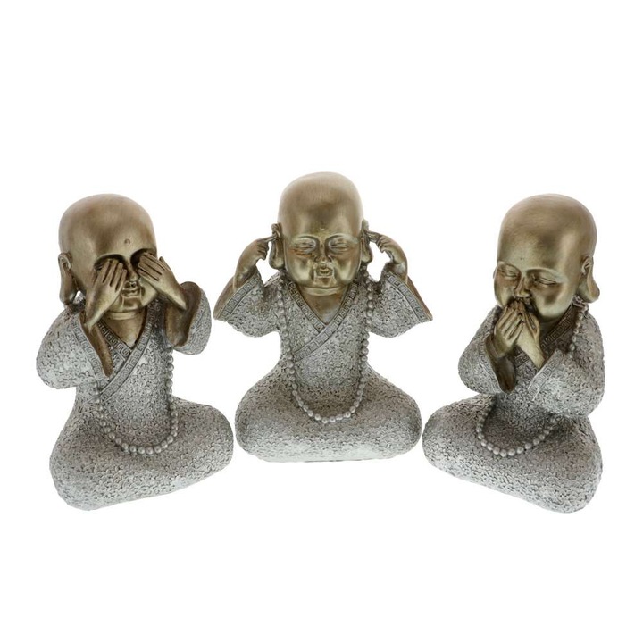 Set 3 statuete Buddha nu aud, nu vad, nu vorbesc 23 cm - eMAG.ro