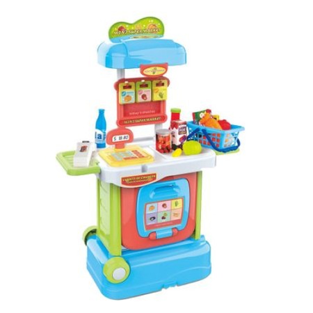 Set Troller 2 in 1 supermarket, cu 34 accesorii, lumini si sunete ...