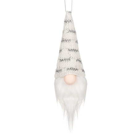 Figurina gnom cu agatatoare pentru brad, de Craciun, 15,3 cm, alb - eMAG.ro