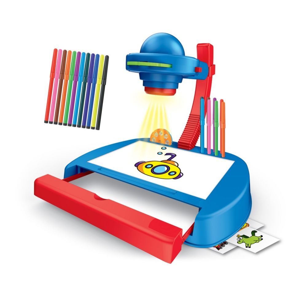 Set Proiector pentru desen, cu plansa de lucru, 3 discuri cu imagini ...