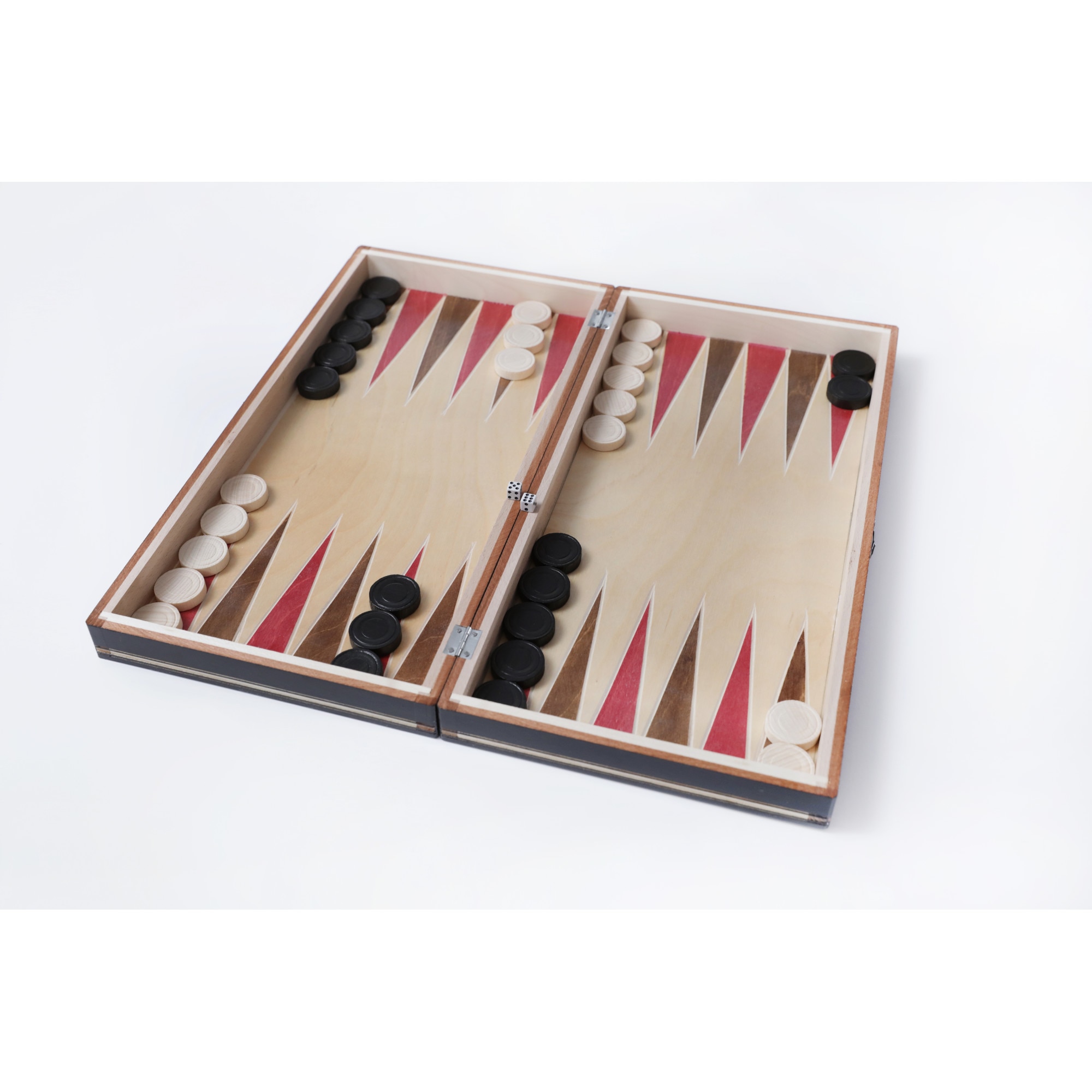 Joc sah si table din lemn, 44 x 44 cm, negru / alb, lucrat manual ...