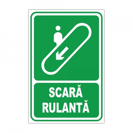 Indicator Informare Generala, Scara rulanta Coborare, Autocolant, 20x30 ...