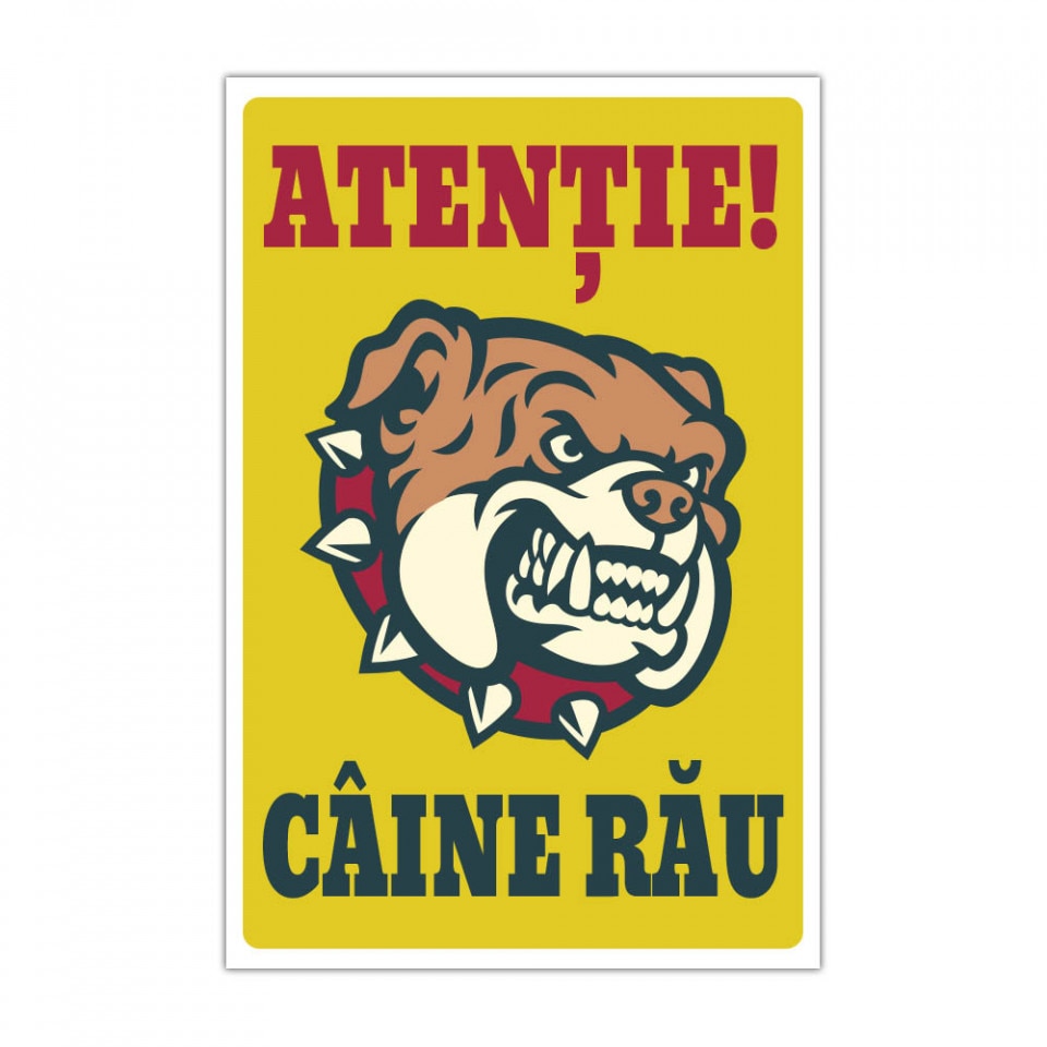 Indicator Atentionare, Caine rau, Placuta PVC 2mm, 30x40 cm - eMAG.ro