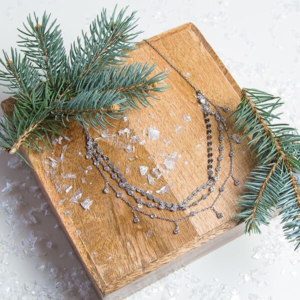 Lant Argint Rodiat Tip Salba cu Banuti si Cristale de Zirconiu - eMAG.ro