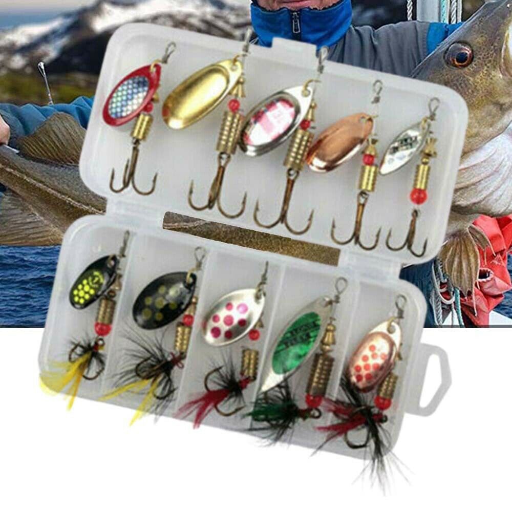 Set 10 momeli de pescuit din Inox, realiste, rotative, Multicolor - eMAG.ro