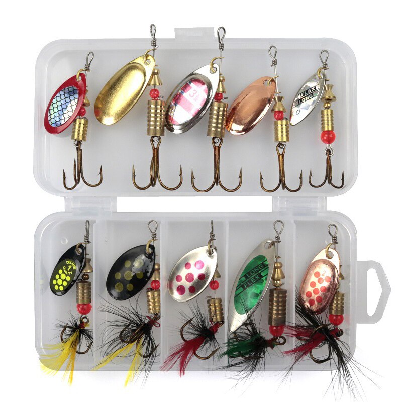 Set 10 momeli de pescuit din Inox, realiste, rotative, Multicolor - eMAG.ro