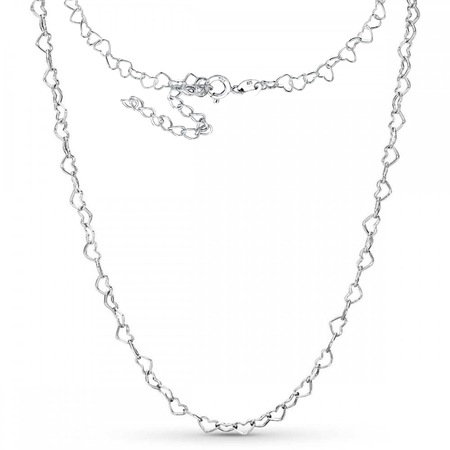 Lantisor Argint 925 cu Inimi Placat cu Rodiu Alb, GlassIdeas, Reglabil ...