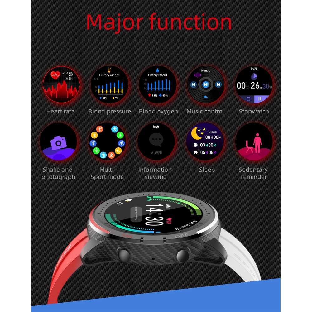 Ceas smartwatch sport compatibil Android si IOS, notificari apeluri ...