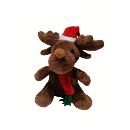 Ren de plus cu fular si caciula, maro / rosu, 21 cm - eMAG.ro