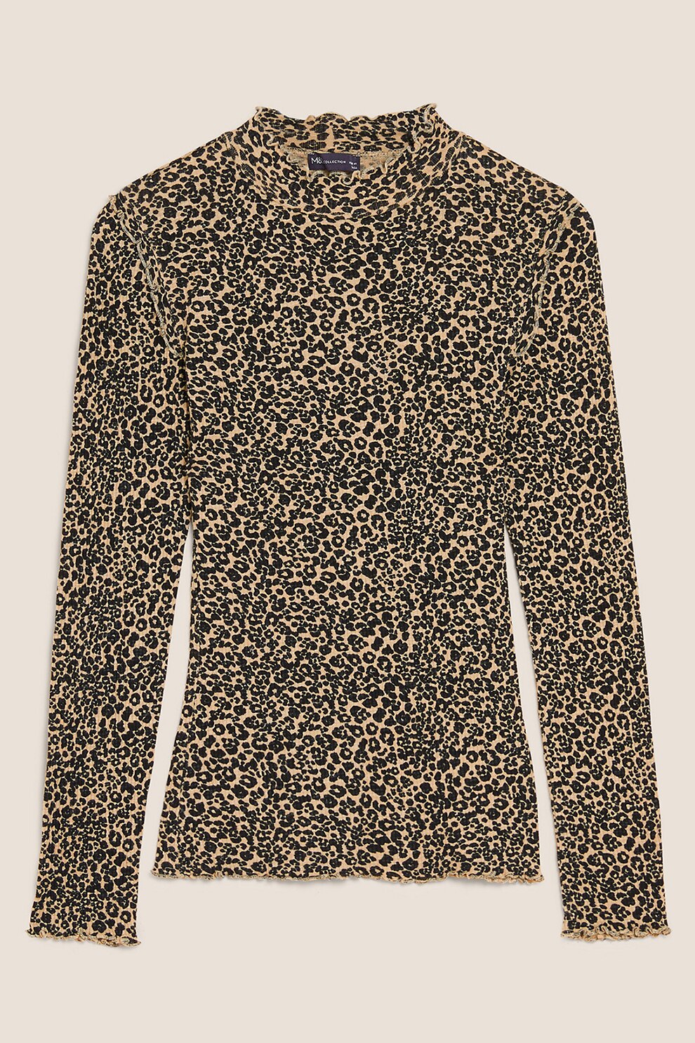 Marks & Spencer, Bluza cu animal print si guler scurt, Maro camel ...