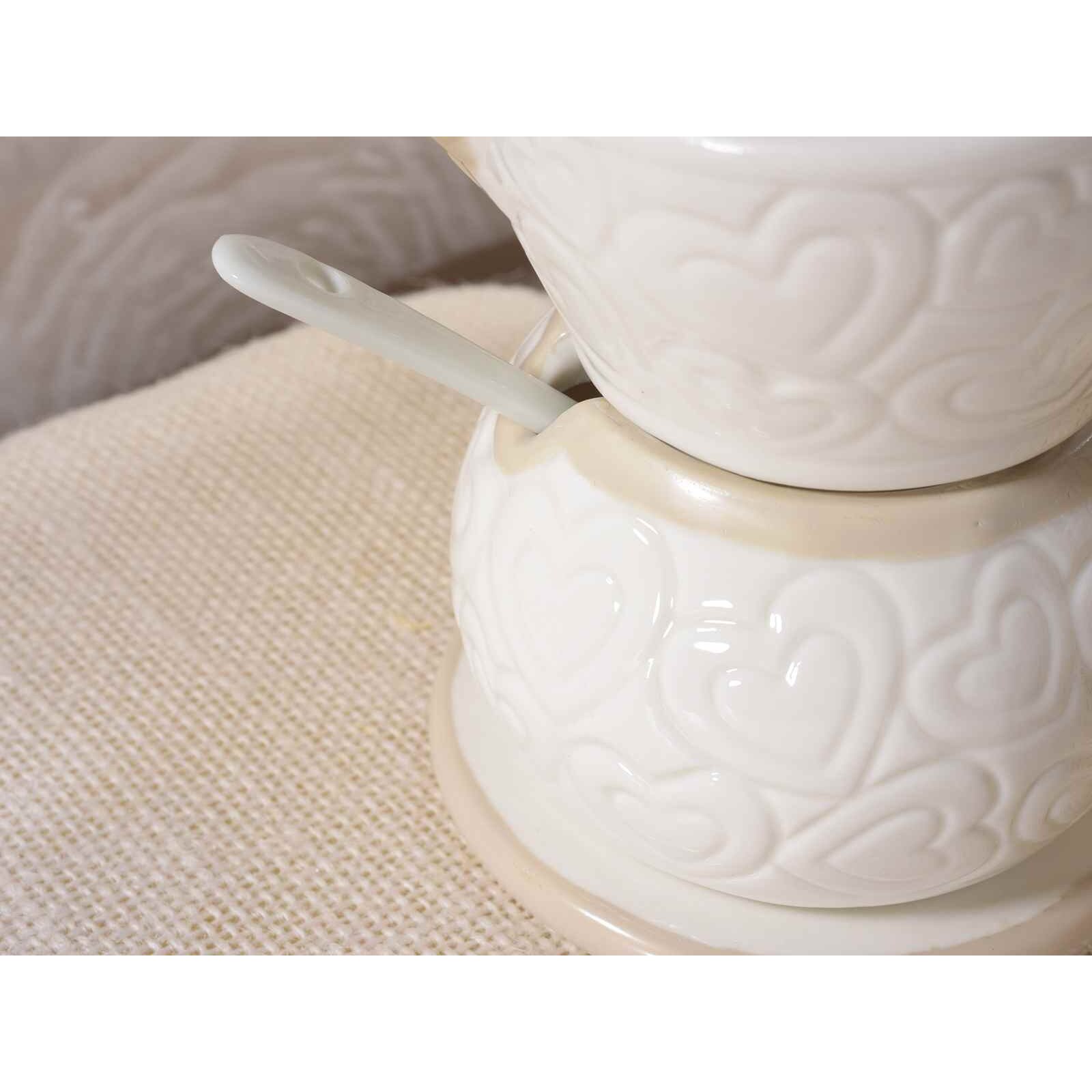 Set zaharnita si latiera cu suport din portelan alb crem 15 cm x 9 cm x 15 h - eMAG.ro