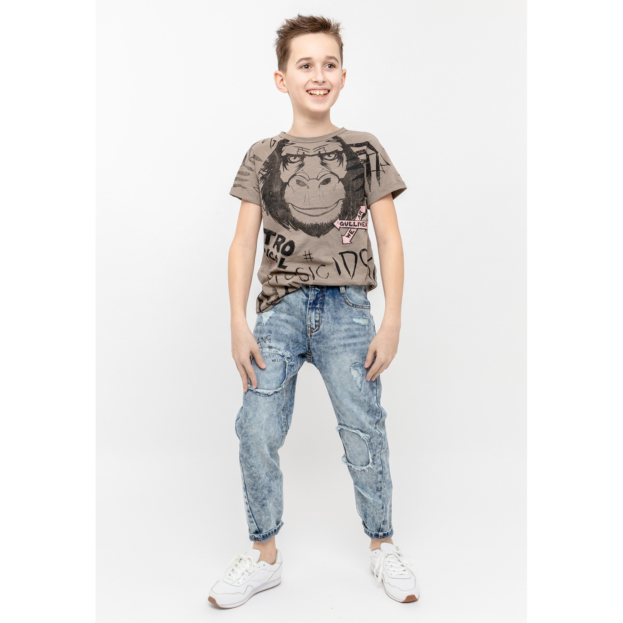 Blugi aspect deteriorat, Gulliver, 158 cm, Albastru - eMAG.ro