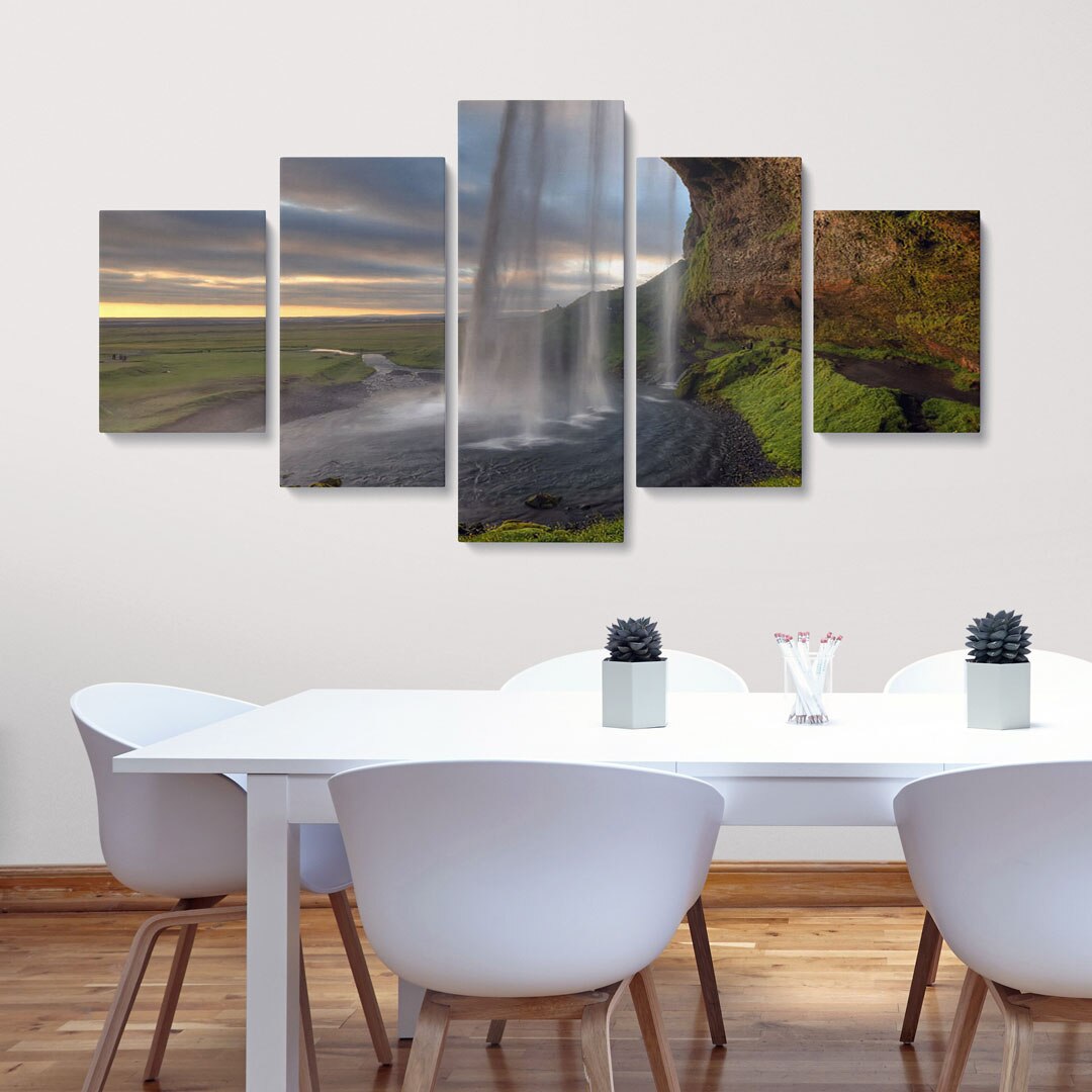 Картини Tablouri Decor multicanvas Premium, Водопад в зелен пейзаж, 55 ...