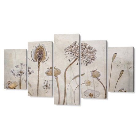 Set 5 piese Tabouri Decor multicanvas premium, Ciulini si flori de ...