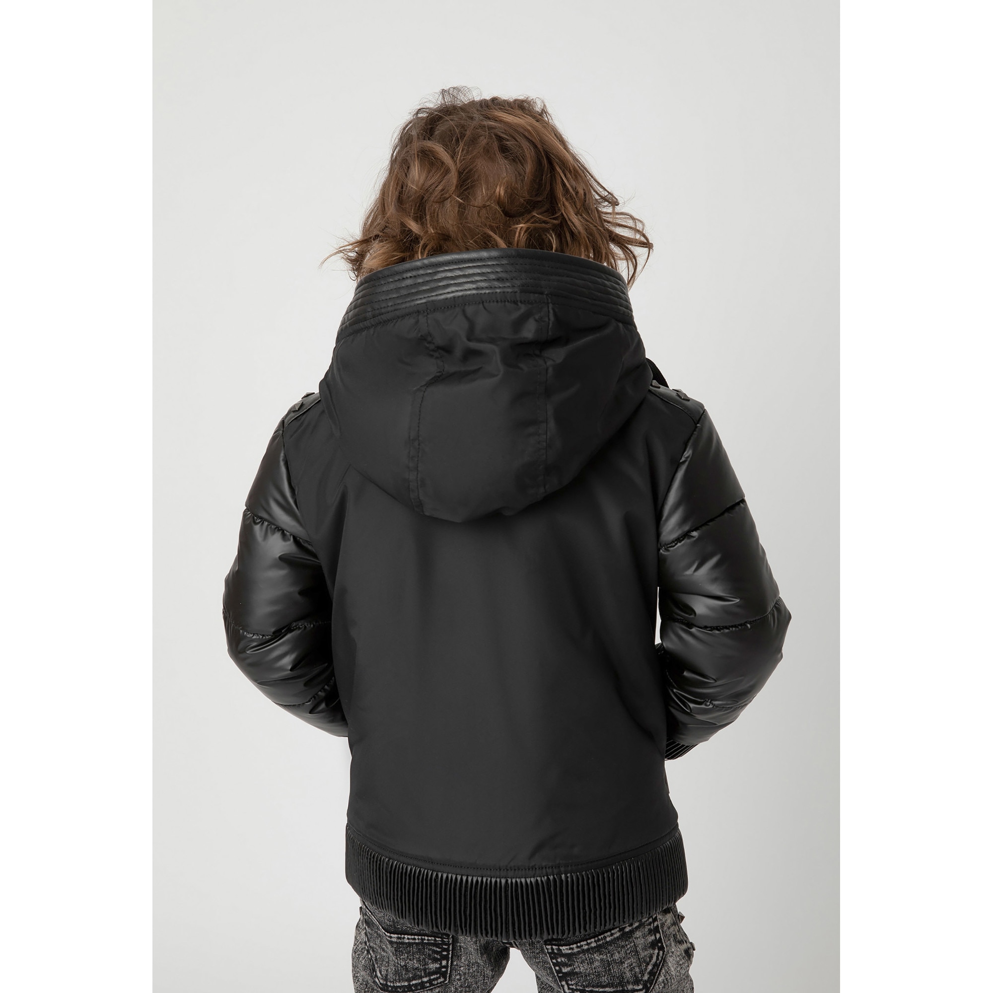 Geaca bomber pentru copii, GULLIVER, Nylon-Poliester, Negru-Alb 98 ...