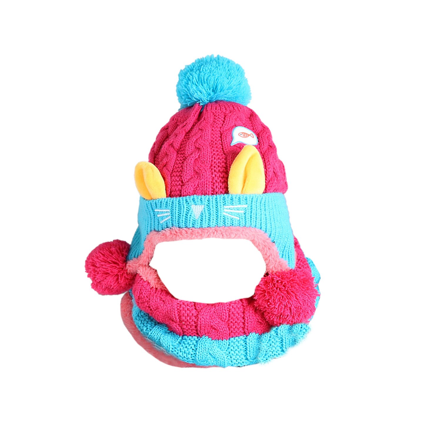 Set caciula pentru iarna cu fular pentru copii, foarte calduroase, roz ...