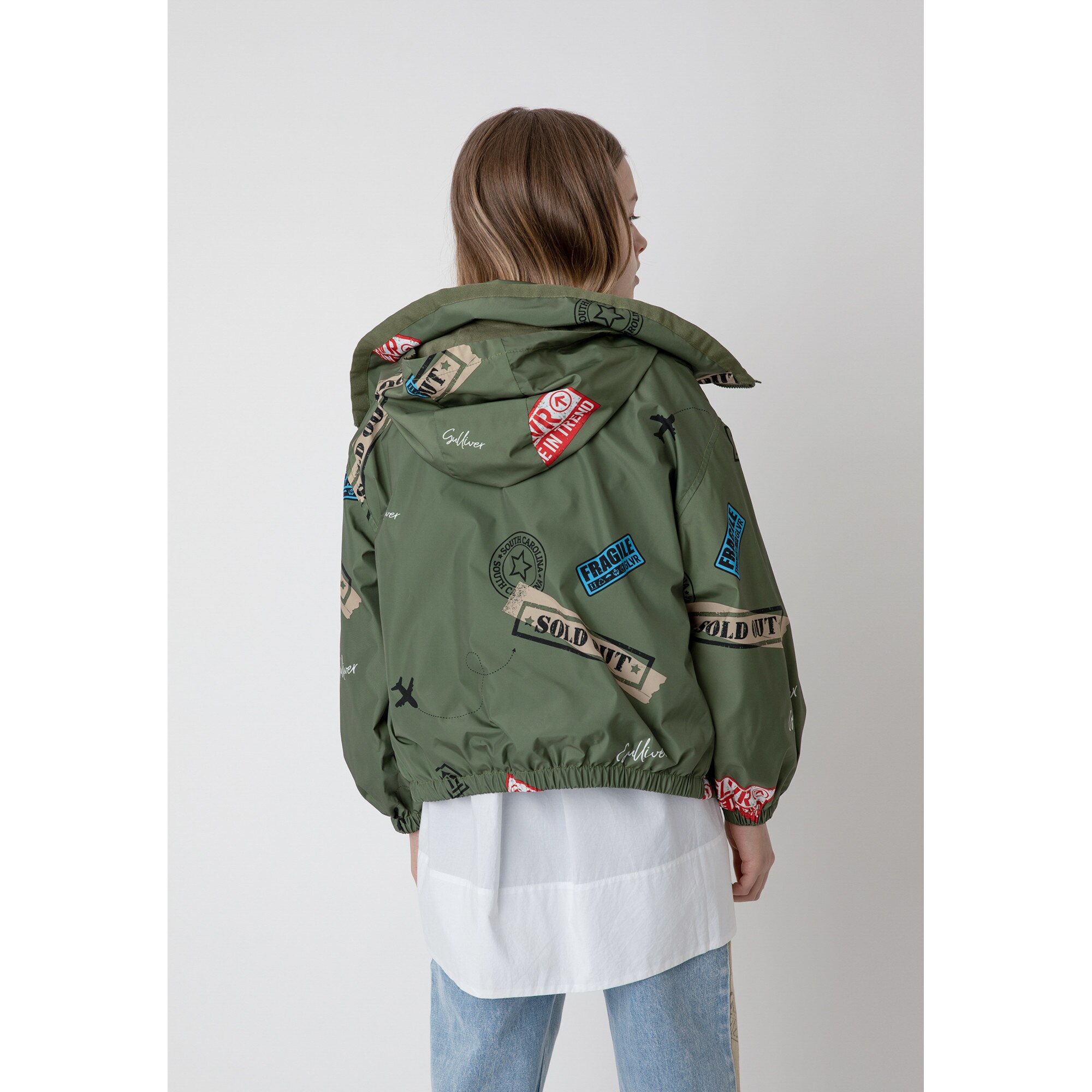 Jacheta antivant, Gulliver, Poliester/Bumbac, 152 cm, Verde kaki - eMAG.ro
