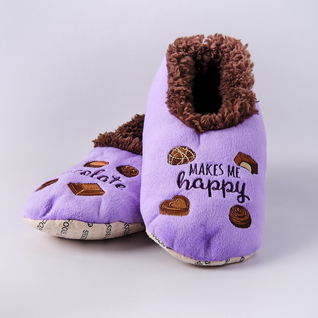 Papuci de casa dama, pufosi si imblaniti Snoozies Chocolate makes me ...