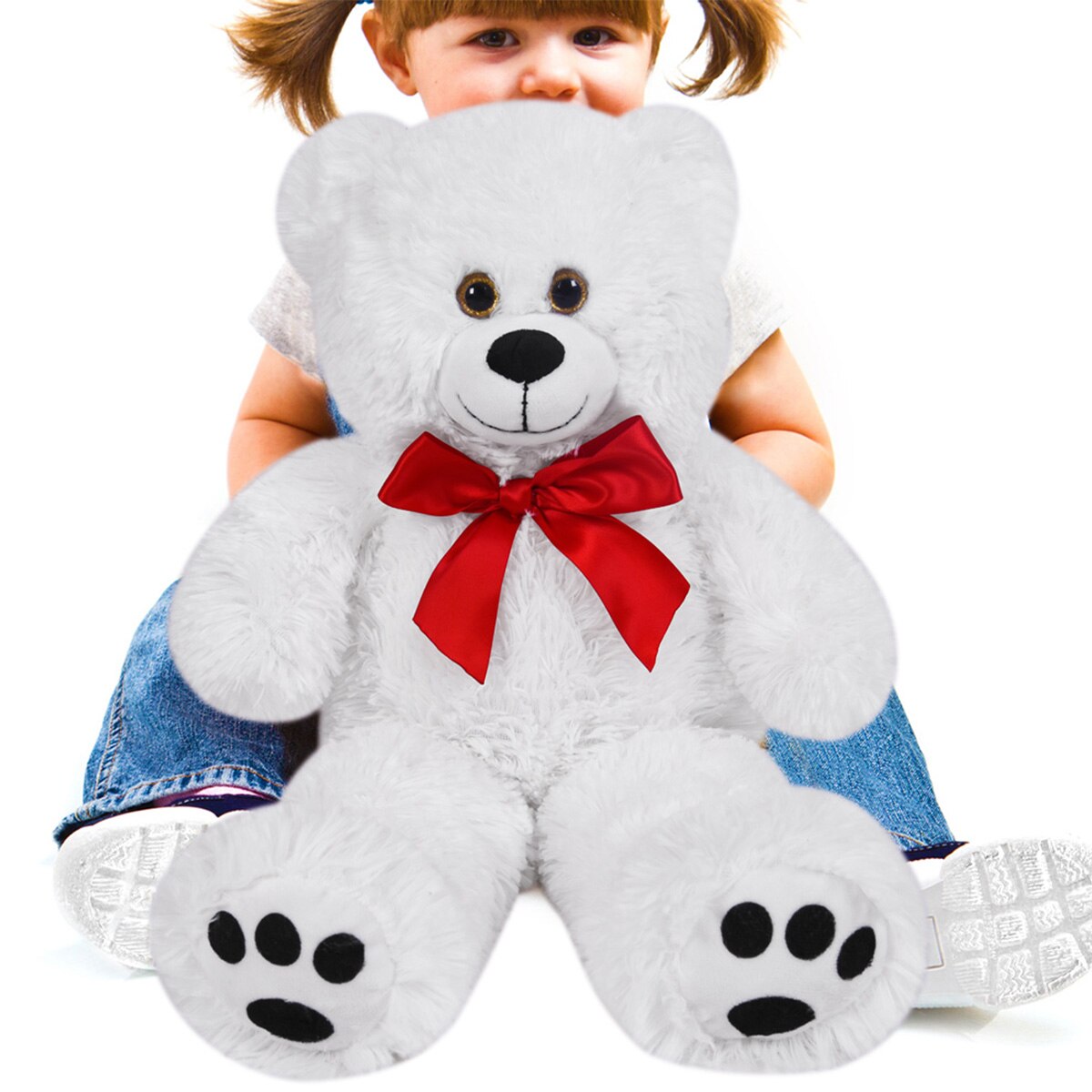 Urs de plus gigant, L, Alb, 50 cm - eMAG.ro